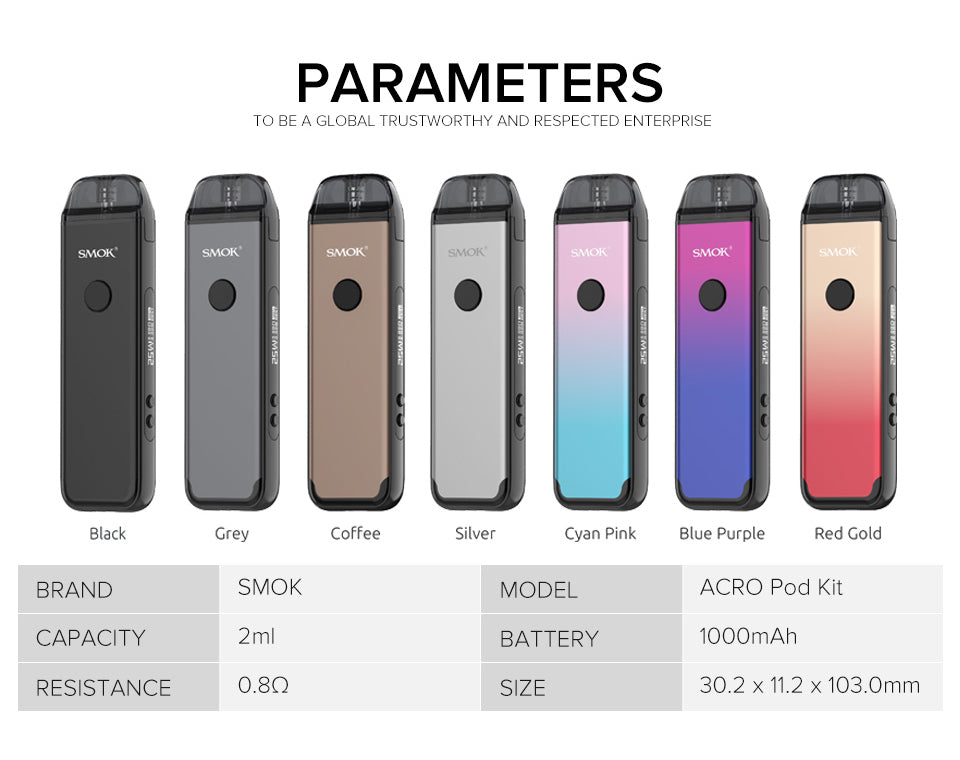 SMOK ACRO 25W POD SYSTEM – Vapers Maputo